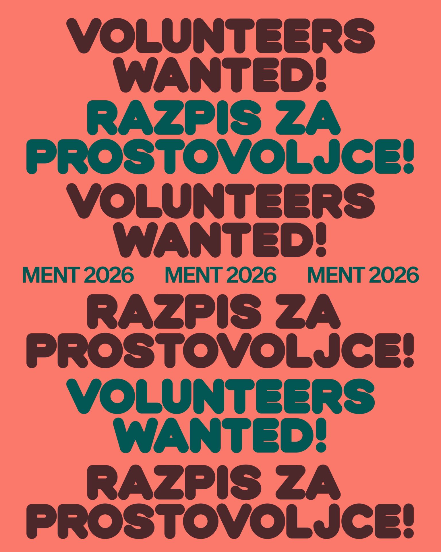 MENT Ljubljana 2026: Razpis za prostovoljce - MENT